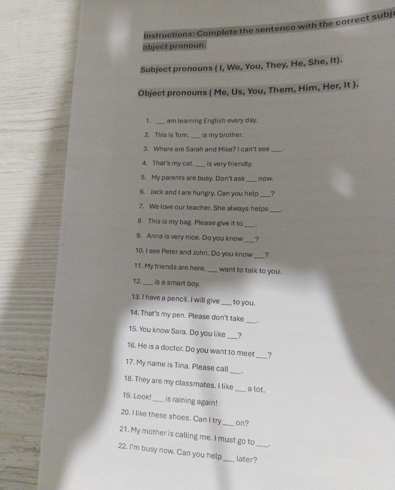 Instructions: Complete the sentence with the | StudyX