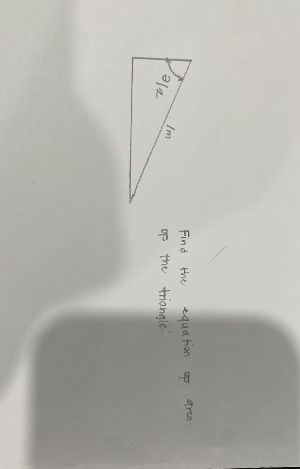 Find the equation of area of the triangle. | StudyX