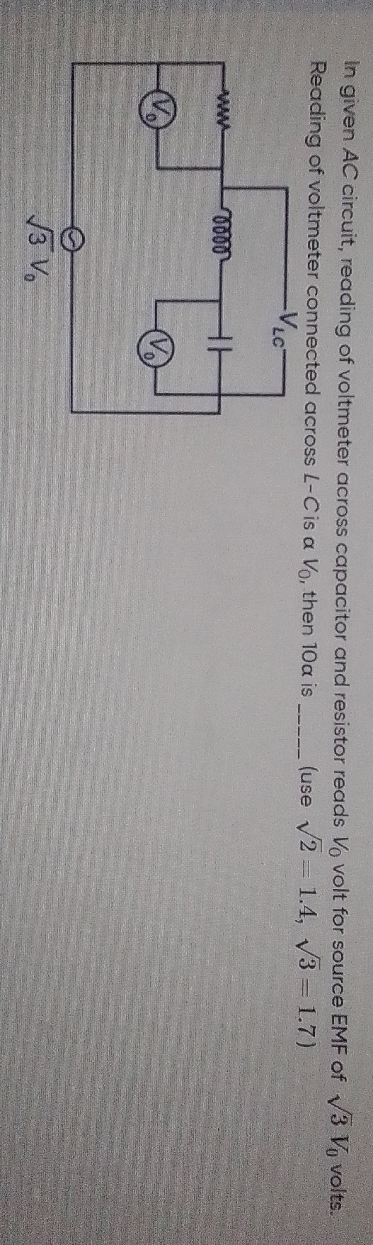 In given AC circuit, reading of voltmeter | StudyX