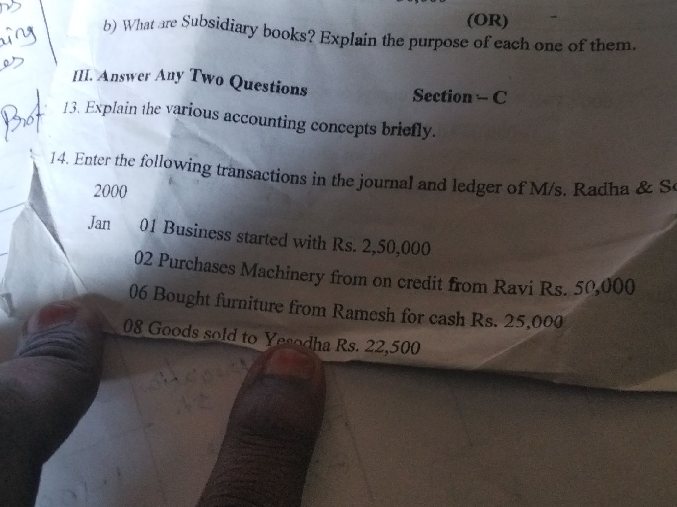 b) What are Subsidiary books? Explain the | StudyX