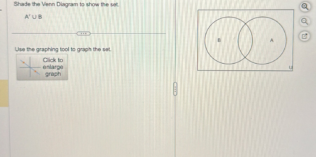 Shade the Venn Diagram to show the set. $A' | StudyX