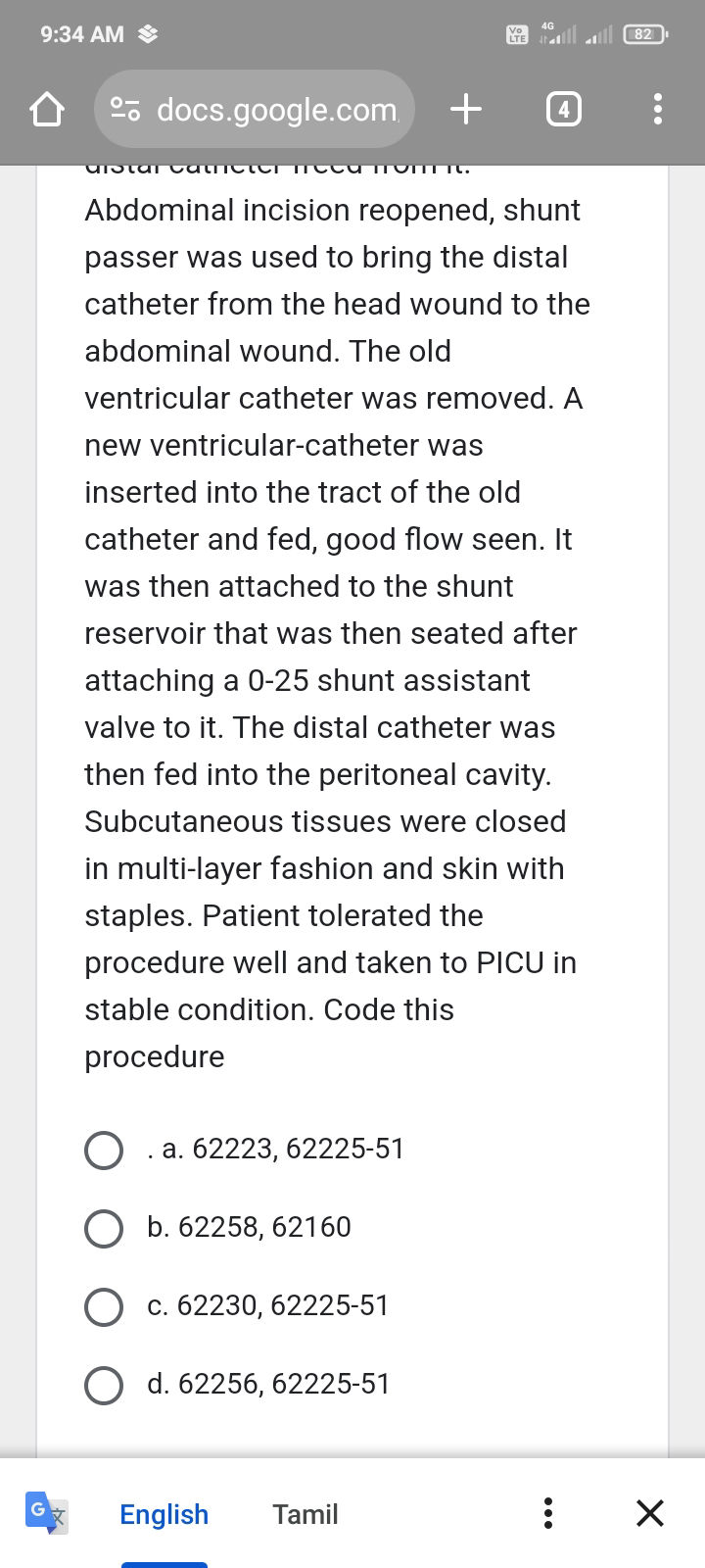 Abdominal incision reopened, shunt passer | StudyX