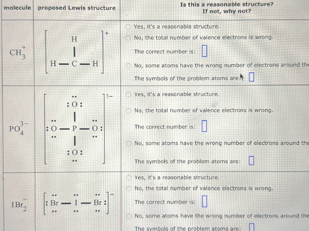 The table below shows three molecules/ions, | StudyX