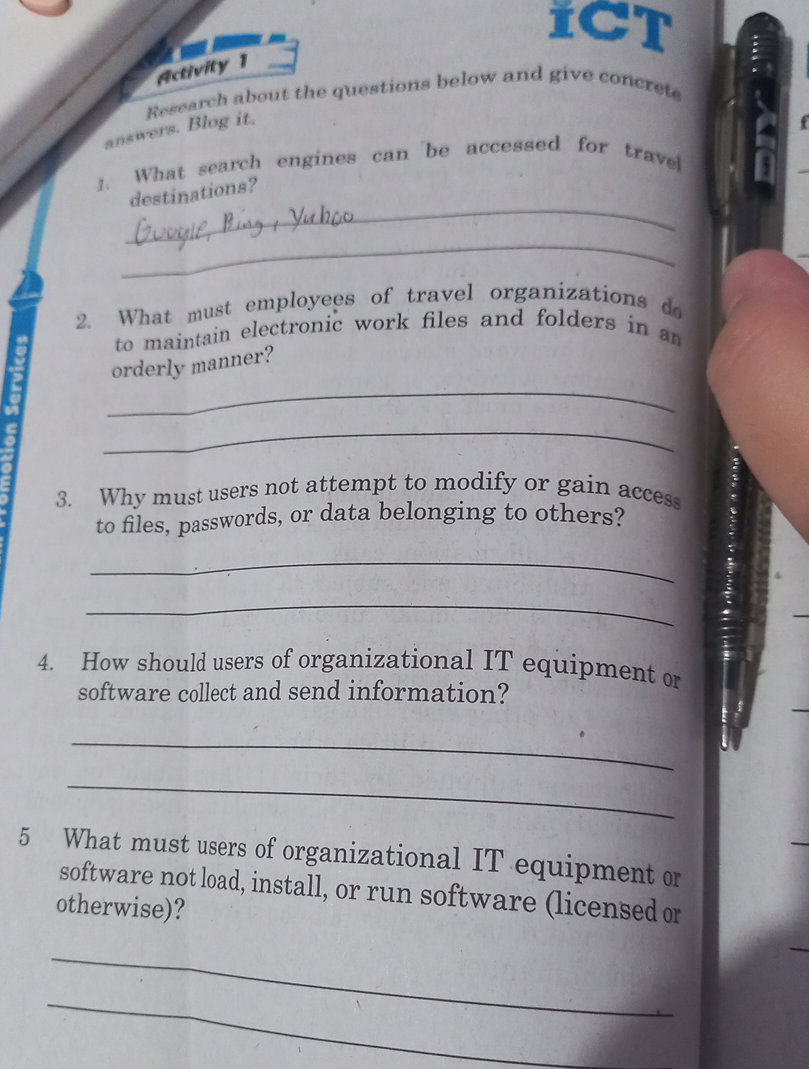 Activity 1 ICT Research about the questions | StudyX