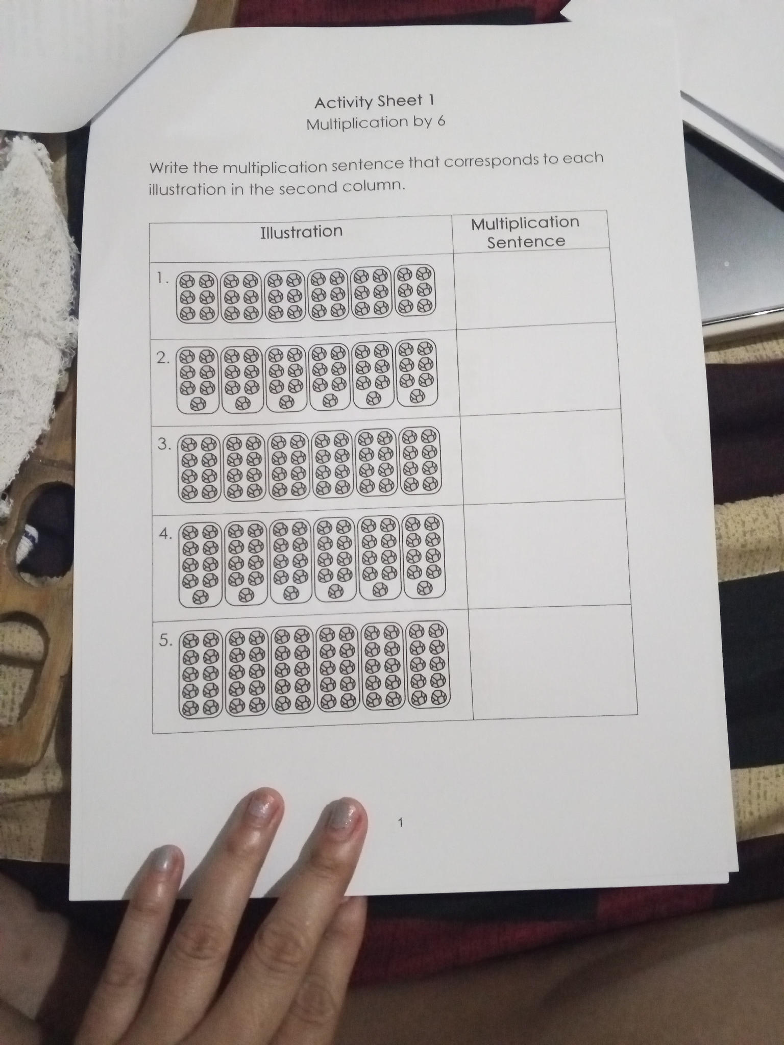 Activity Sheet 1 Multiplication by 6 Write | StudyX