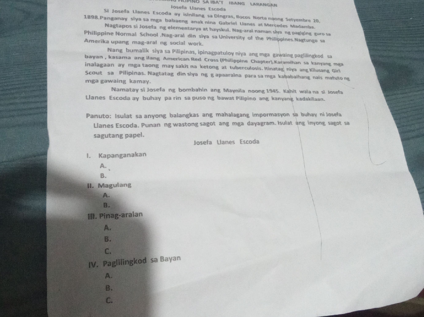 Si Josefa Llanes Escoda ay isinilang sa | StudyX