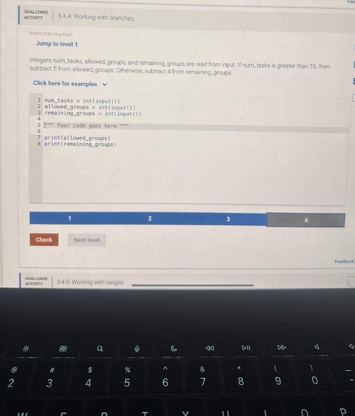 Integers num_tasks, allowed_groups, and | StudyX