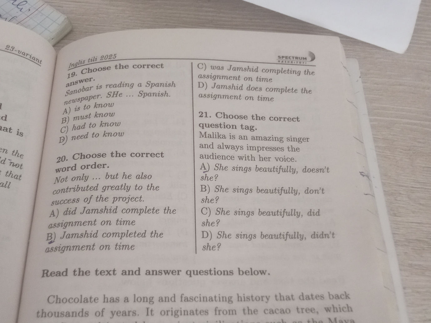 20. Choose the correct word order. Not only | StudyX