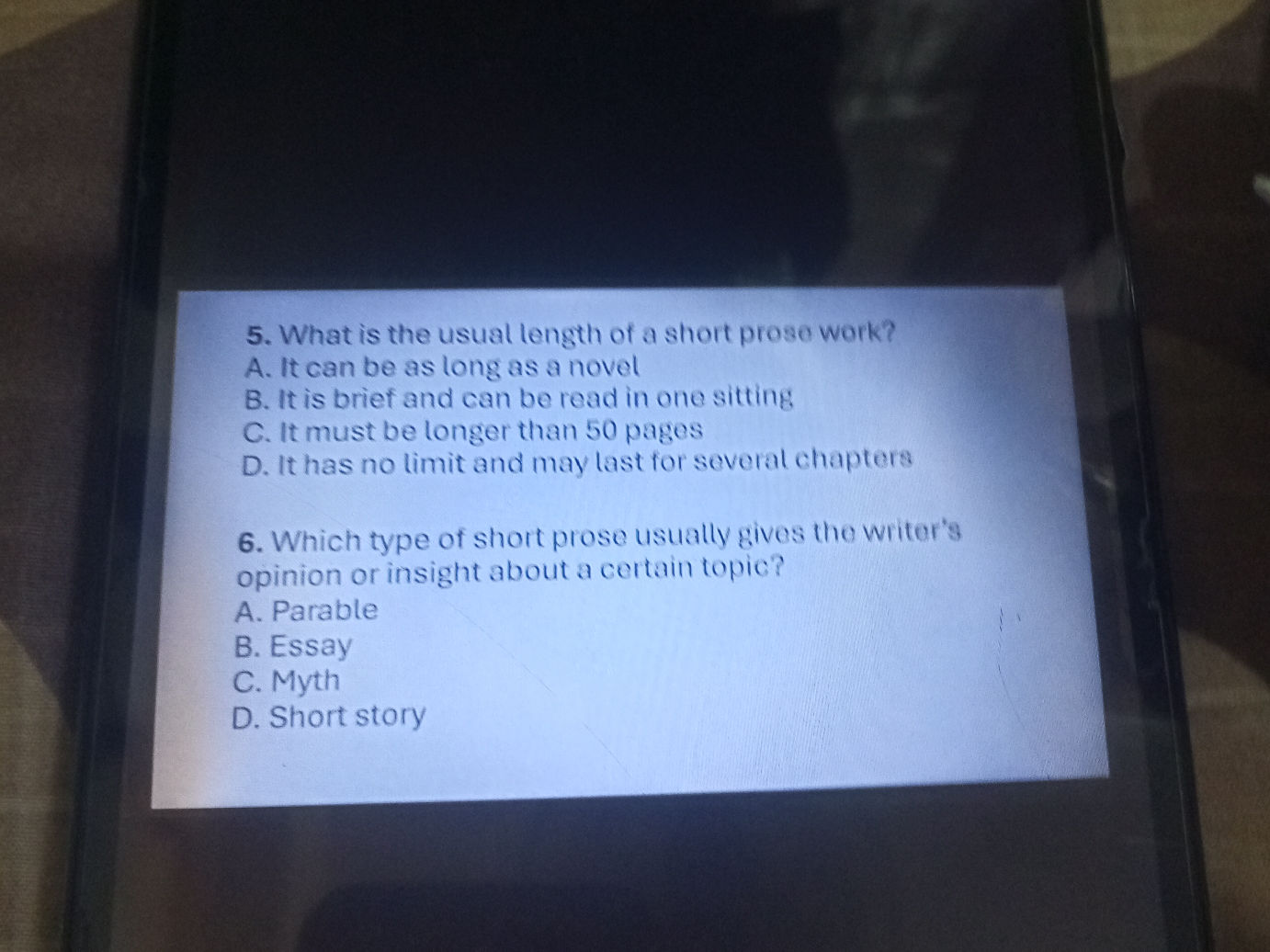 5. What is the usual length of a short prose | StudyX