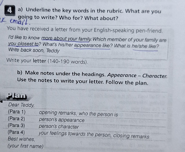 a) Underline the key words in the rubric. | StudyX