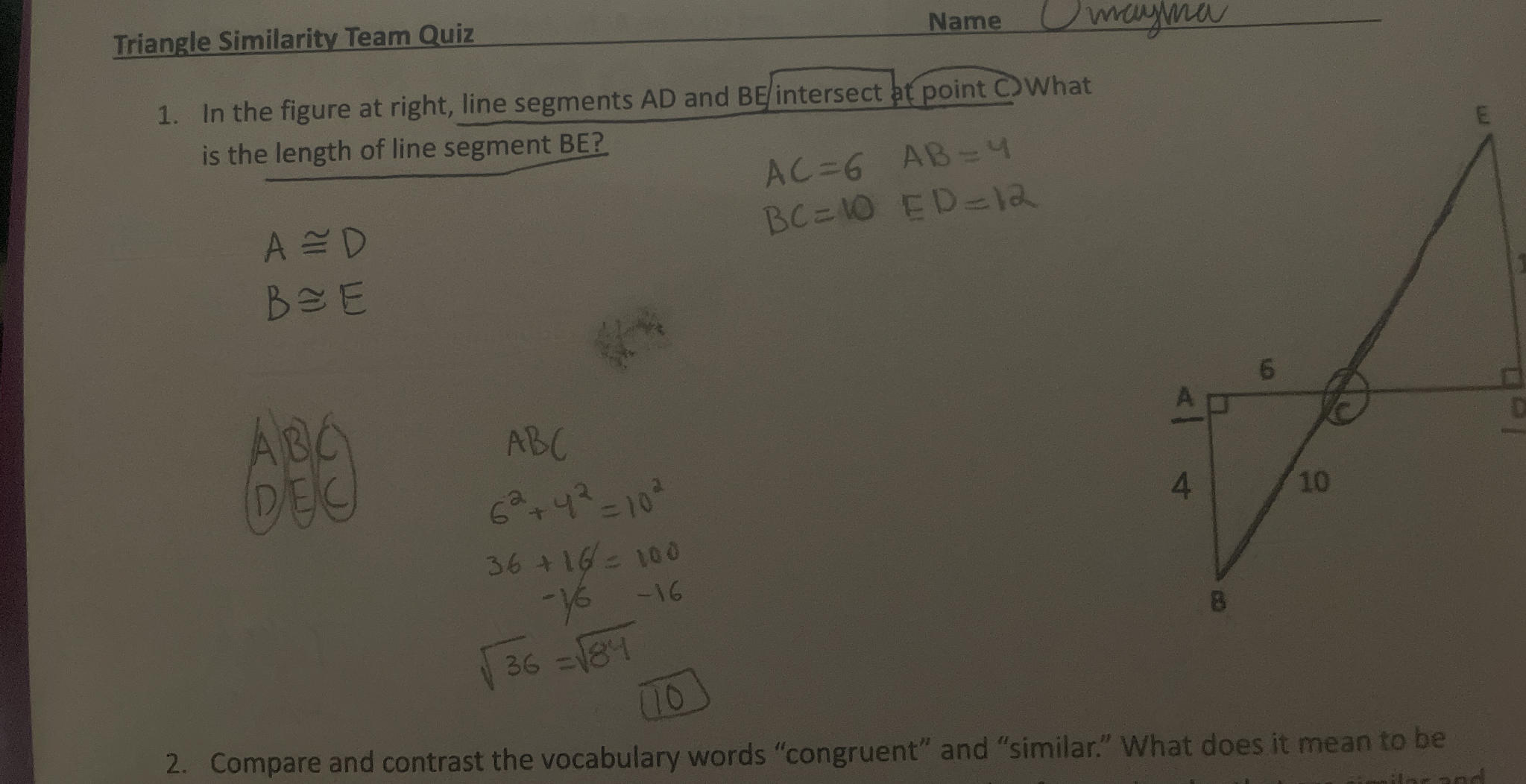 In the figure at right, line segments $ | StudyX