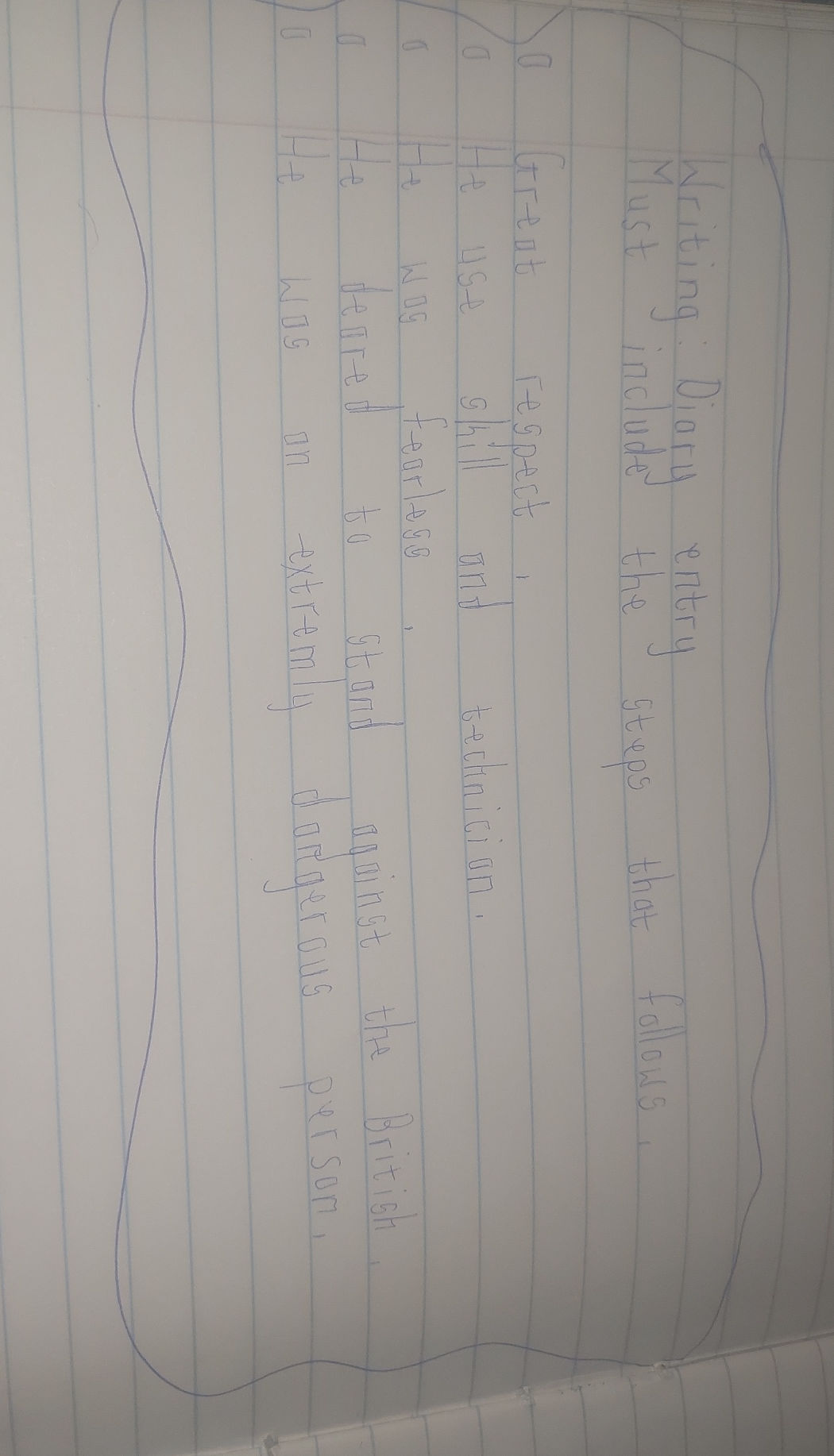 Writing: Diary entry Must include the steps | StudyX