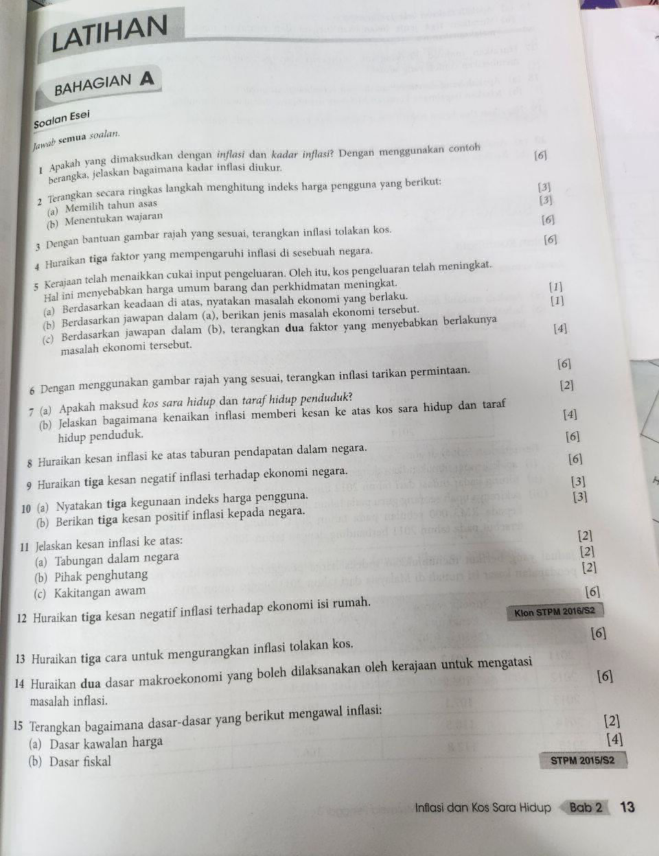 12 Huraikan tiga kesan negatif inflasi | StudyX