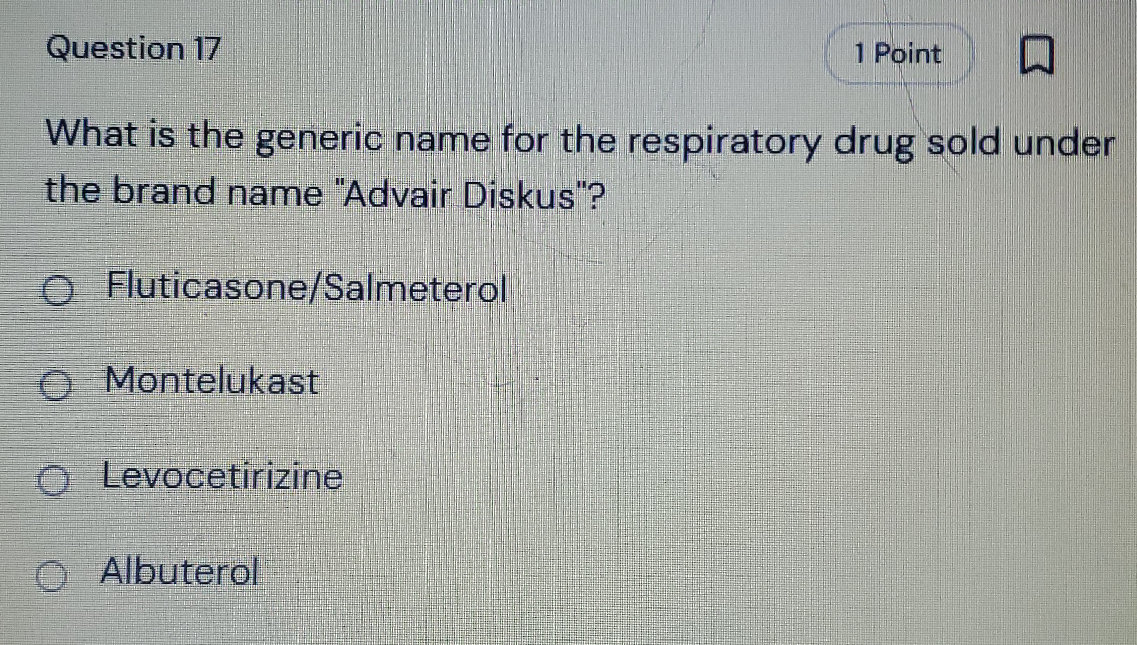 What is the generic name for the respiratory | StudyX