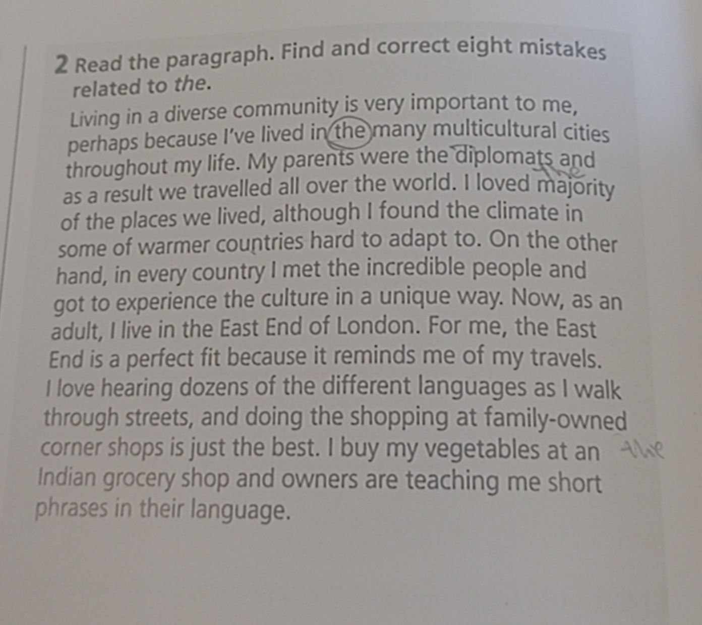 Read the paragraph. Find and correct eight | StudyX