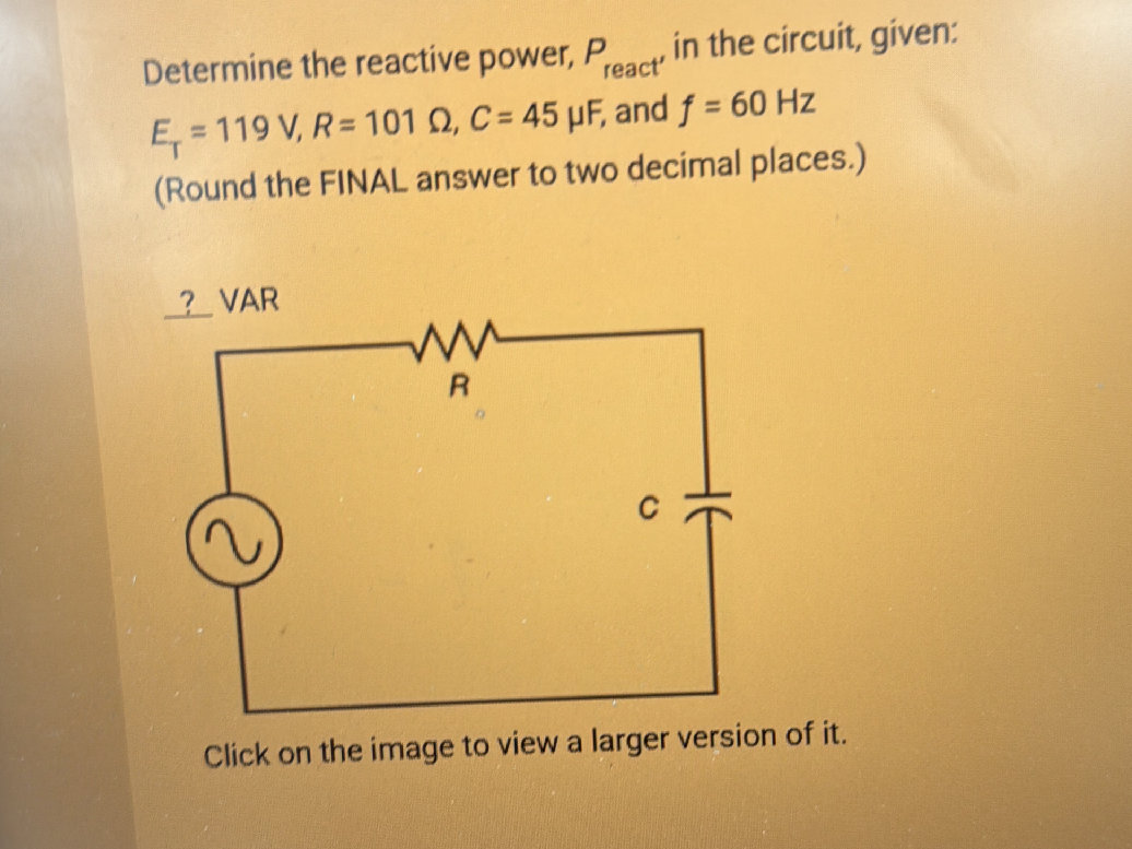 Determine the reactive power, $P{ {react}}$,