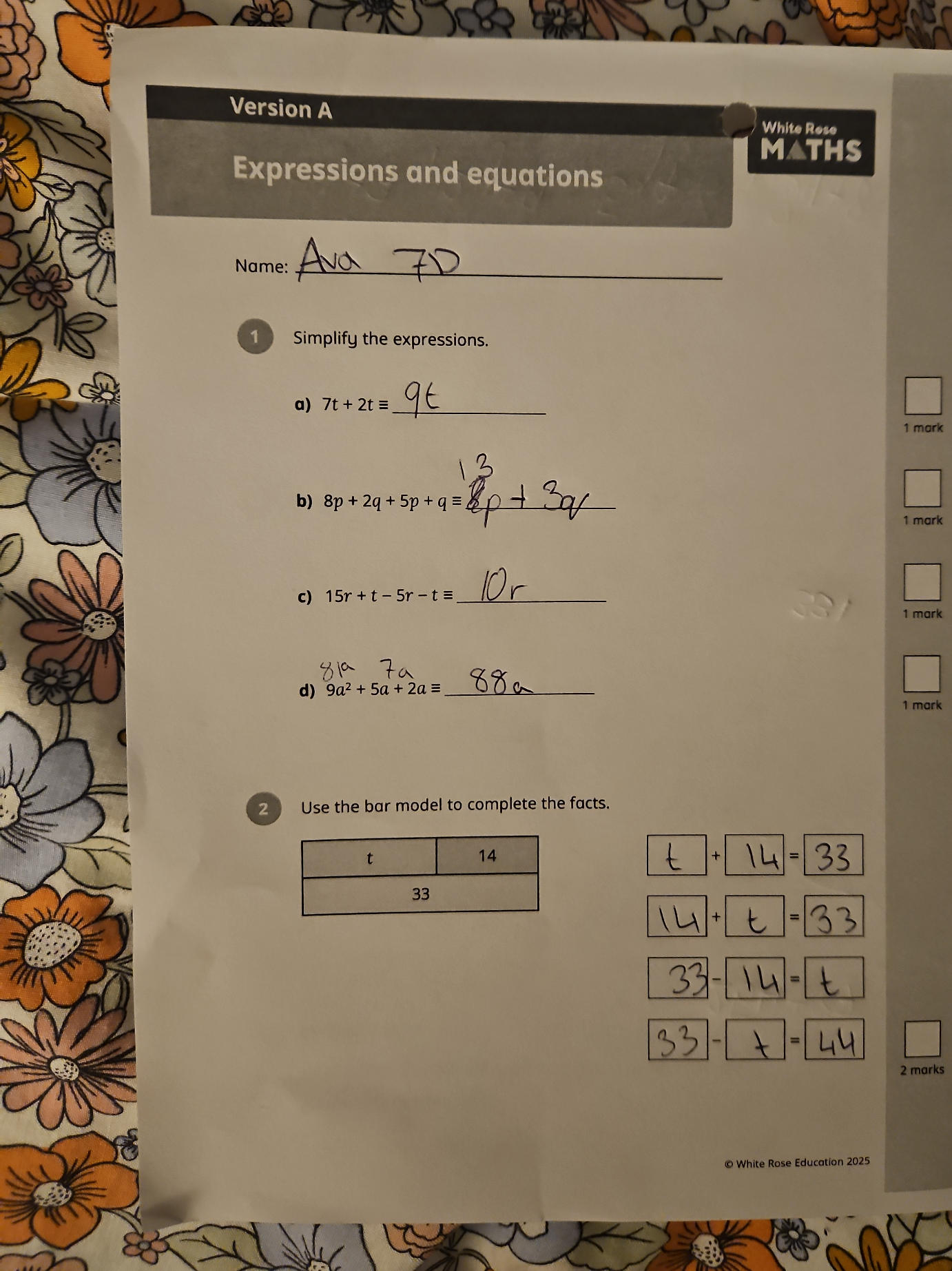 Use the bar model to complete the facts. | StudyX
