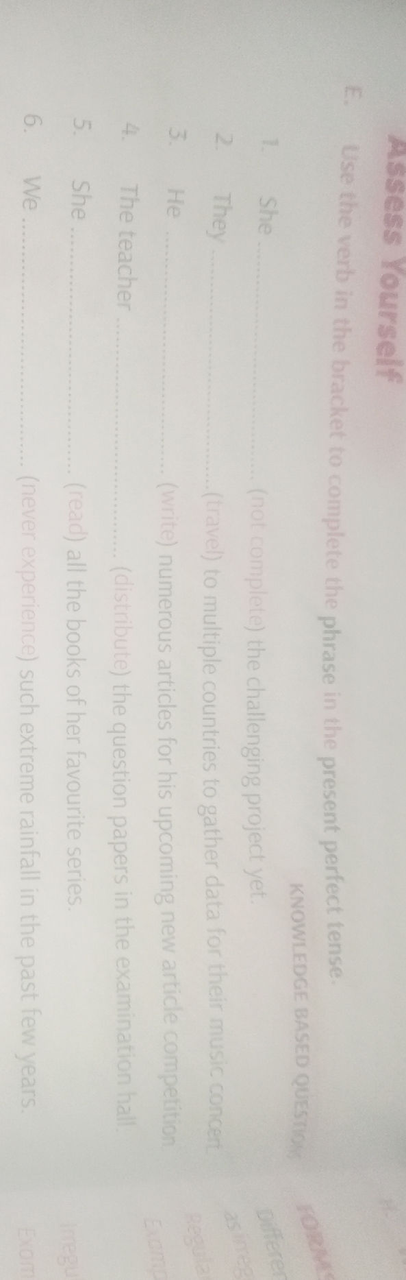 E. Assess Yourself Use the verb in the | StudyX