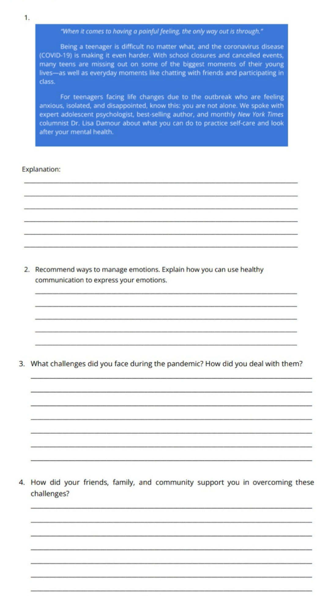 Recommend ways to manage emotions. Explain | StudyX