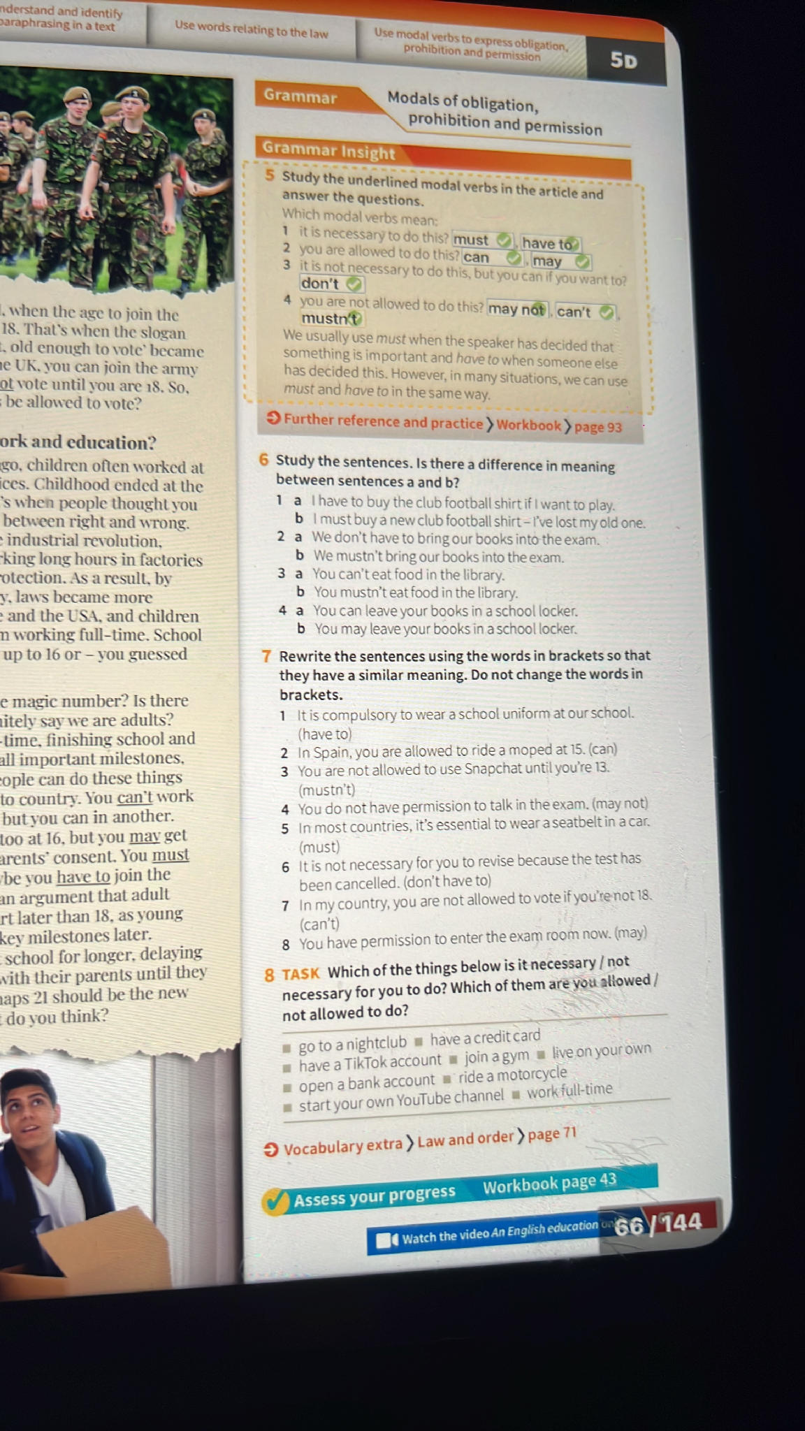Study the underlined modal verbs in the | StudyX