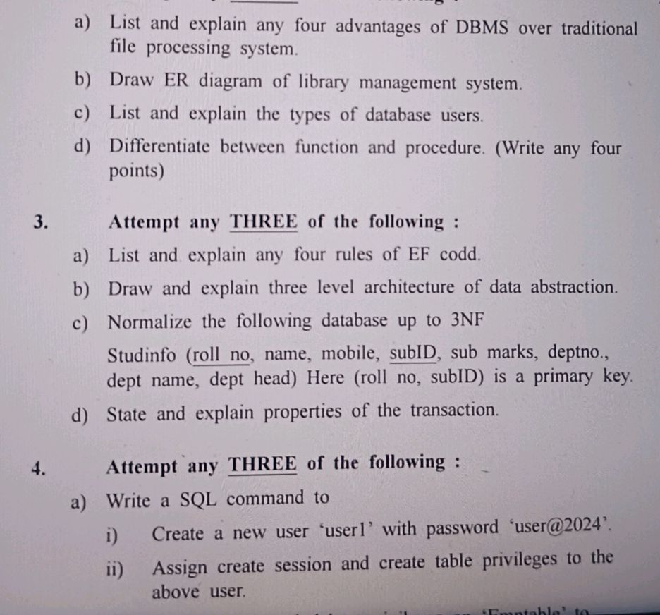 a) List and explain any four advantages of | StudyX