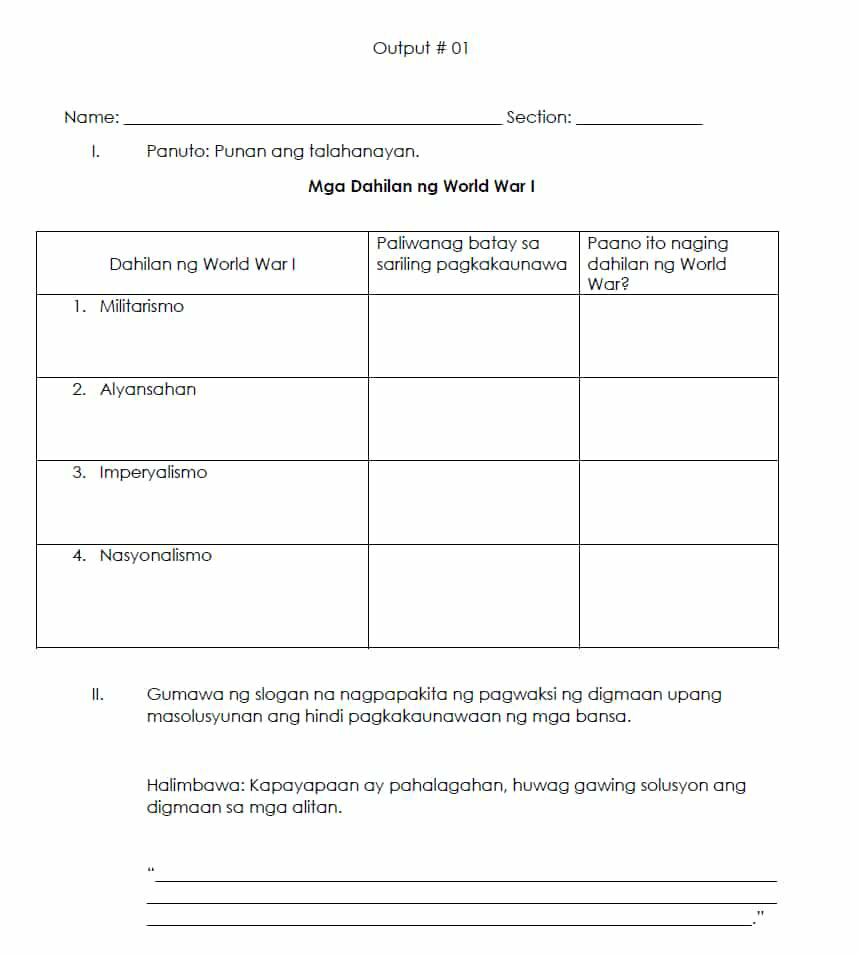 Output # 01 Name: __________ Section: | StudyX