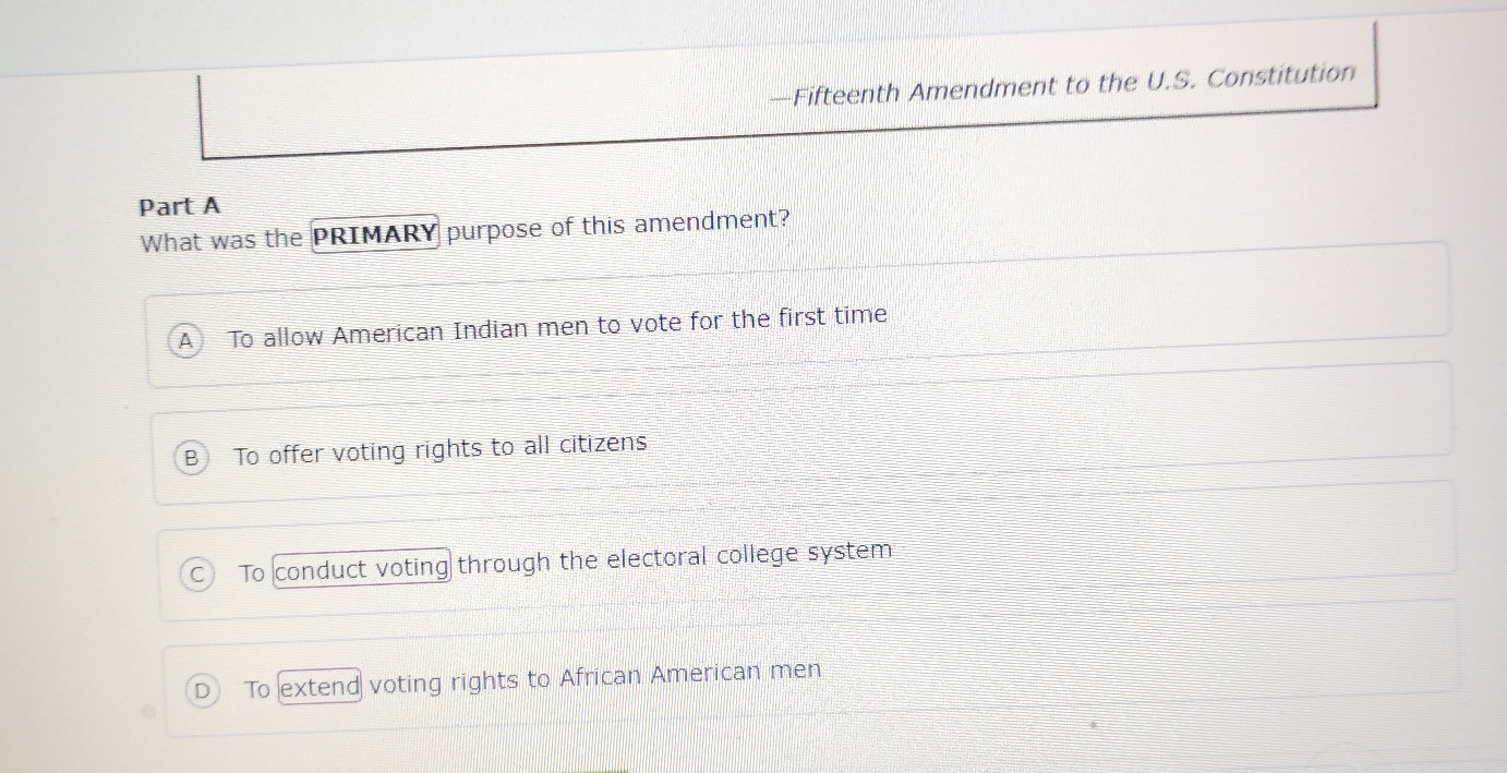 Fifteenth Amendment to the U.S. Constitution | StudyX