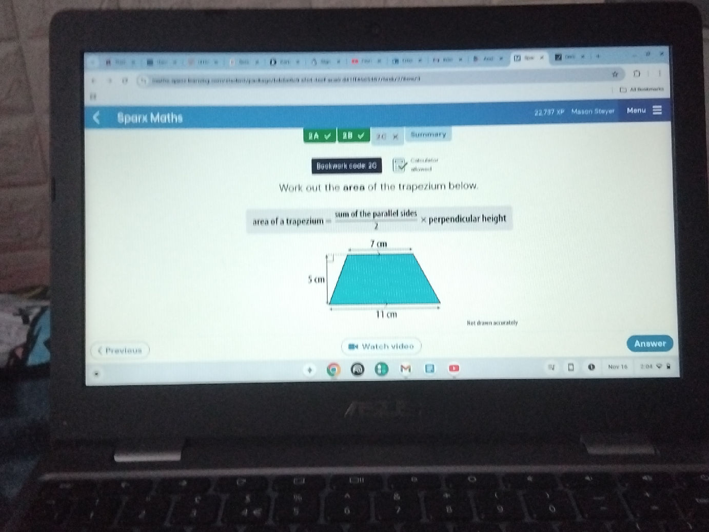 Work out the area of the trapezium below. | StudyX