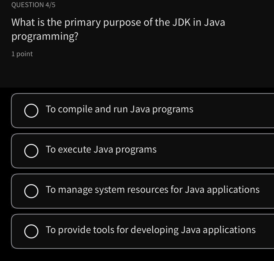 What is the primary purpose of the JDK in | StudyX