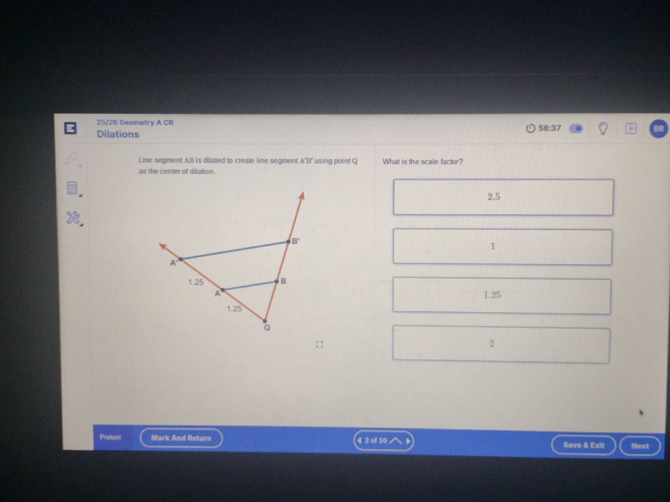 Line segment $AB$ is dilated to create line | StudyX