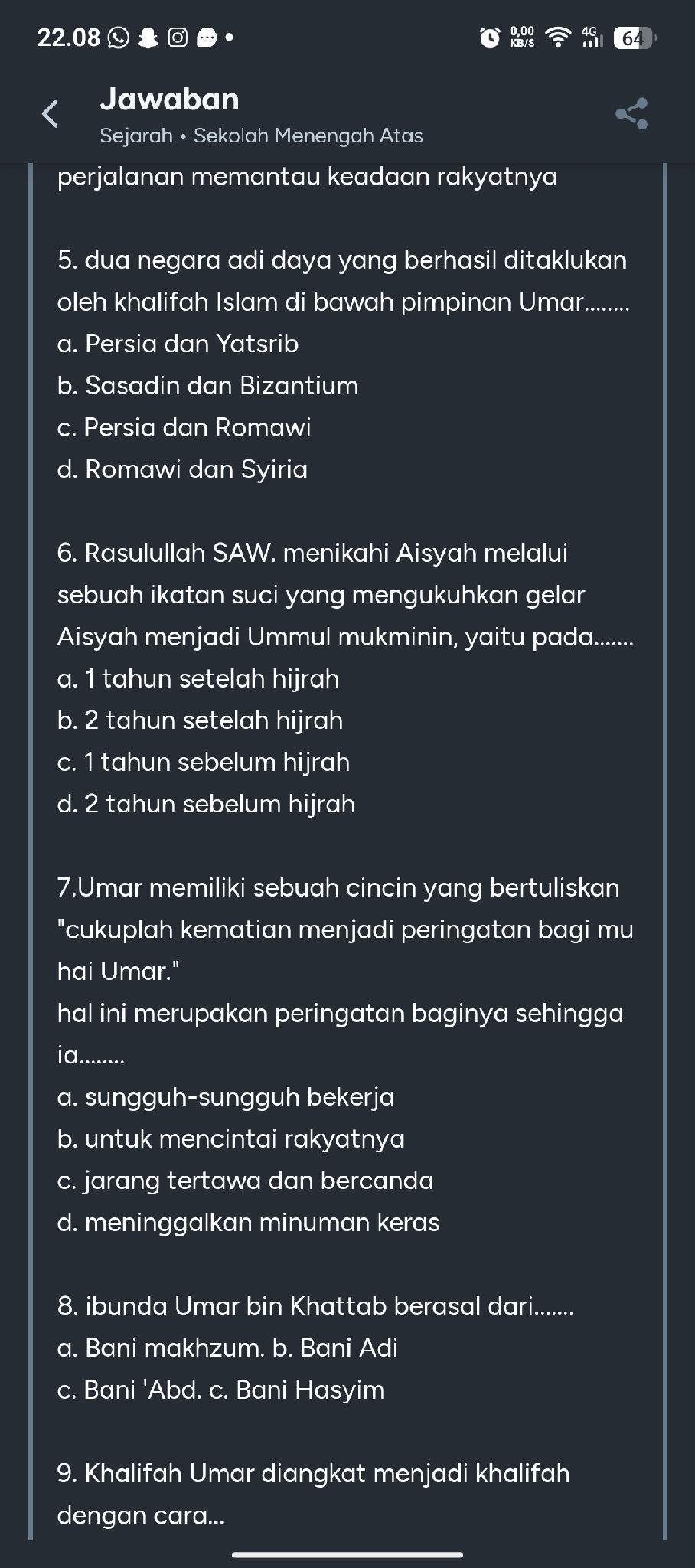 6. Rasulullah SAW. menikahi Aisyah melalui | StudyX