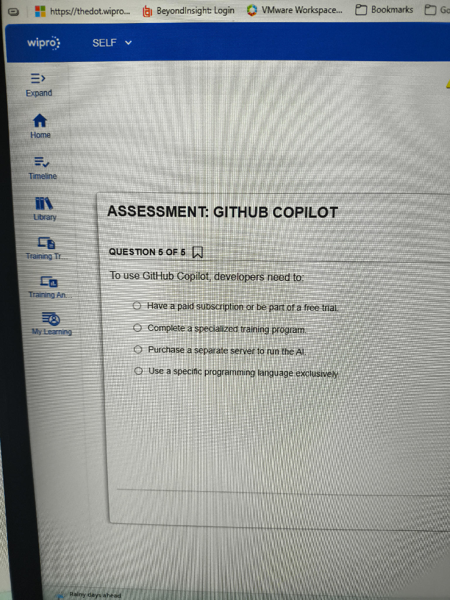 ASSESSMENT: GITHUB COPILOT QUESTION 5 OF 5 | StudyX