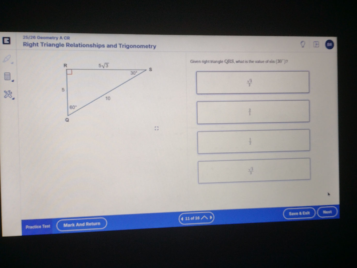 Given right triangle QRS, what is the value | StudyX