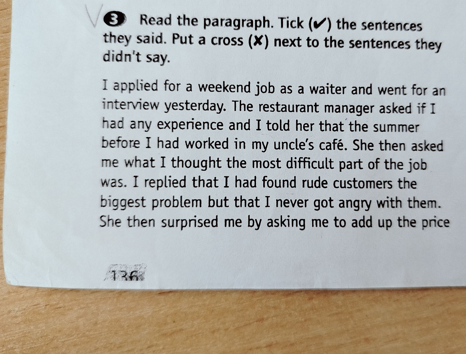 Read the paragraph. Tick ( ) the sentences | StudyX