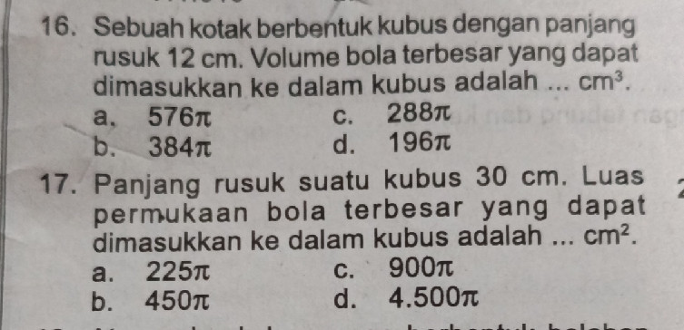 17. Panjang rusuk suatu kubus 30 cm. Luas | StudyX