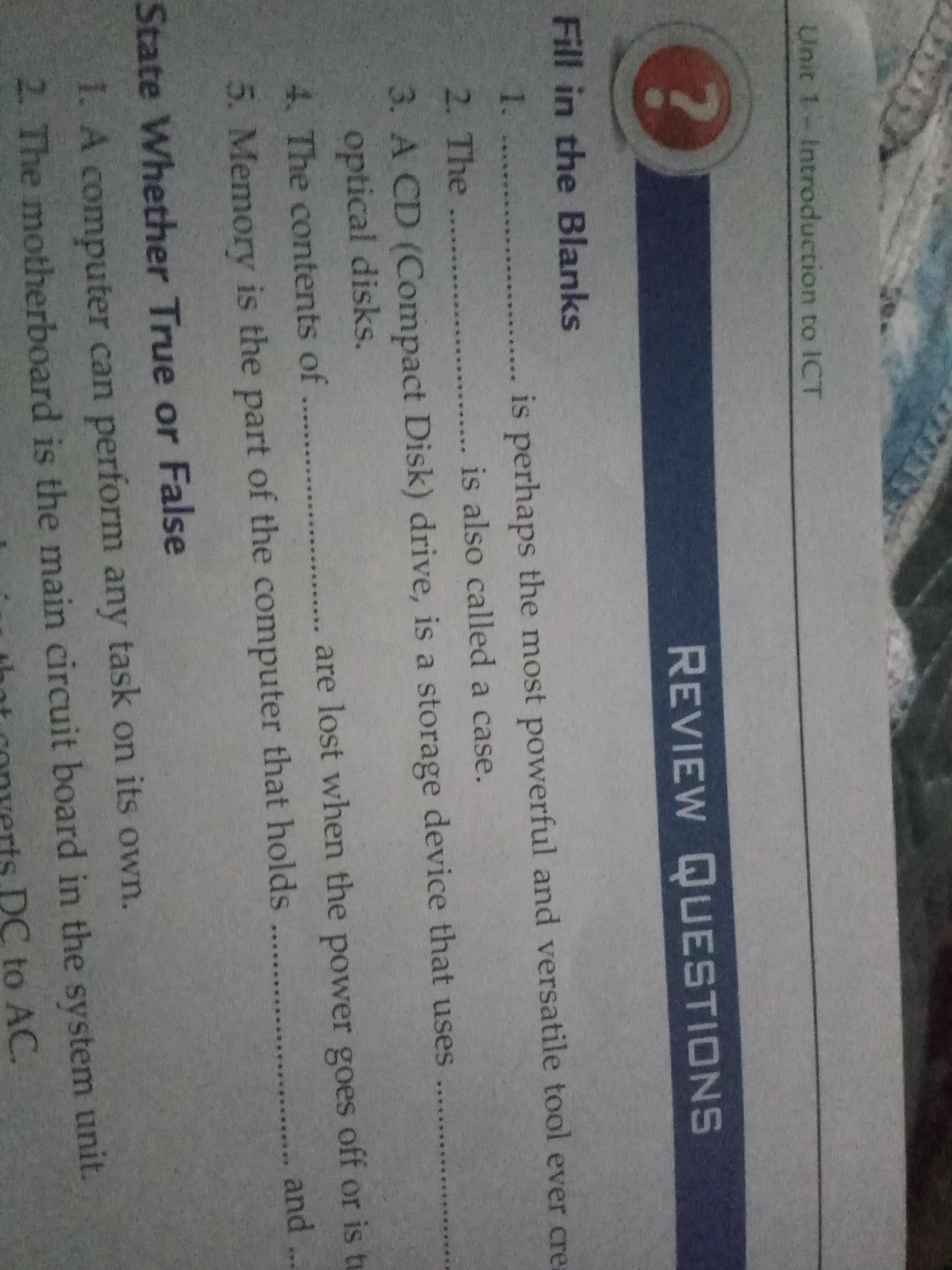 Fill in the Blanks 1. | StudyX