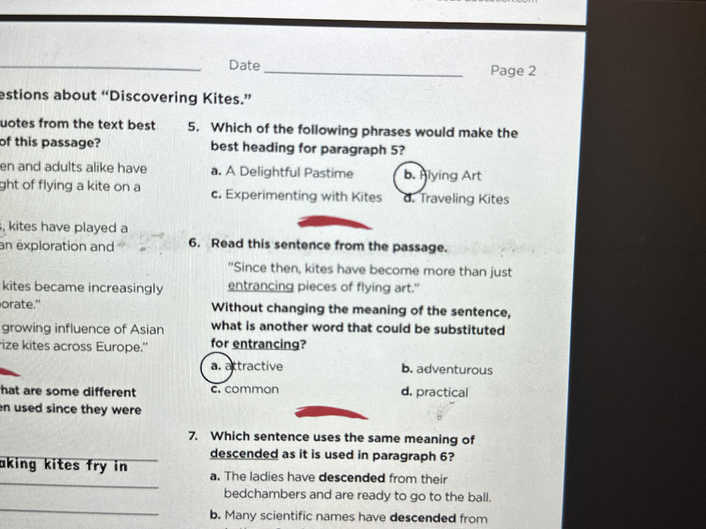 Questions about "Discovering Kites." **5.** | StudyX