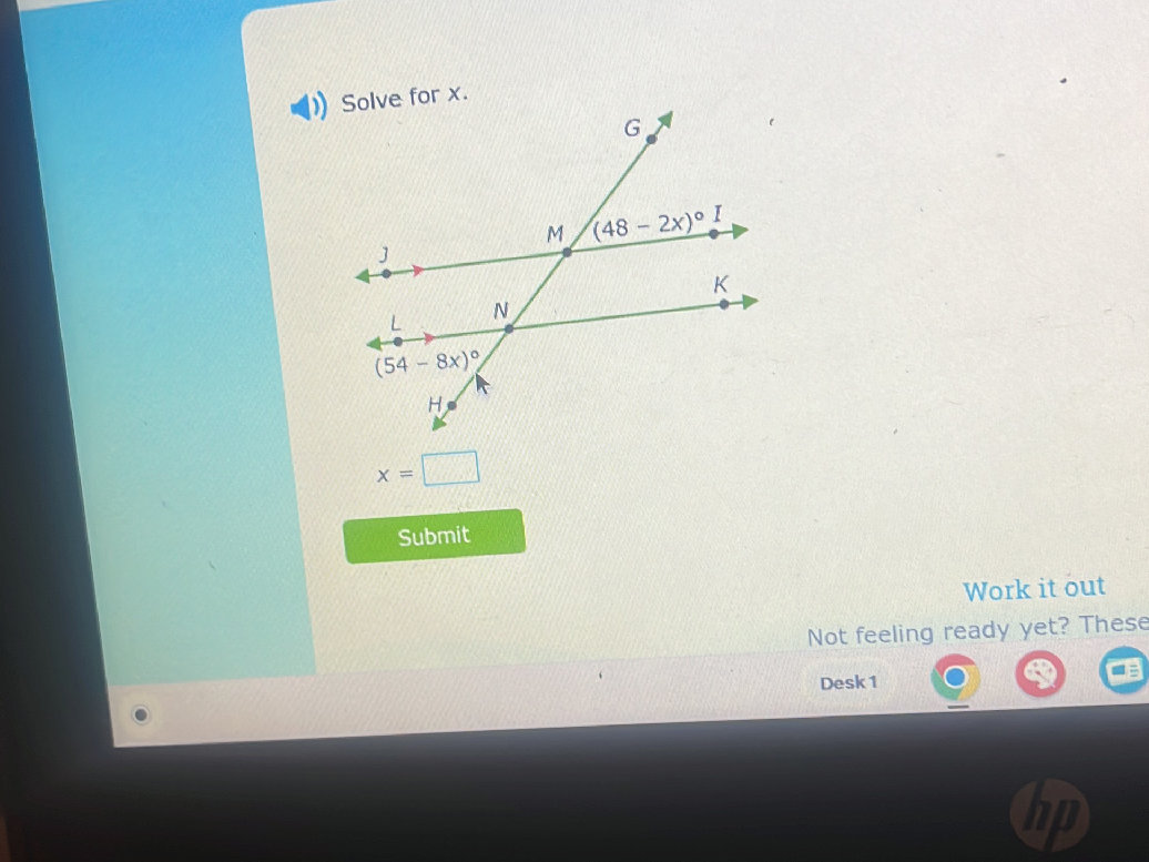 Solve for $x$. The diagram shows two | StudyX