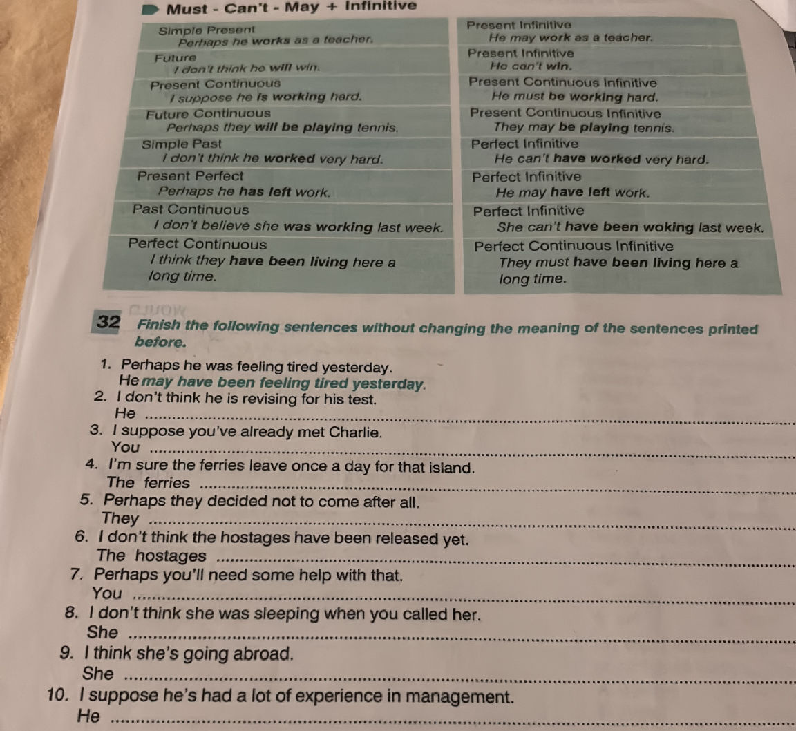 Must - Can't - May + Infinitive | | StudyX