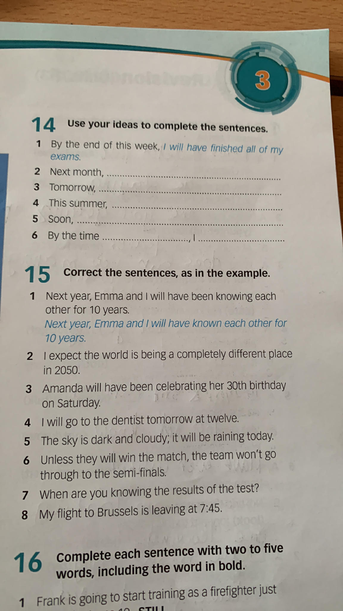 16 Complete each sentence with two to five | StudyX