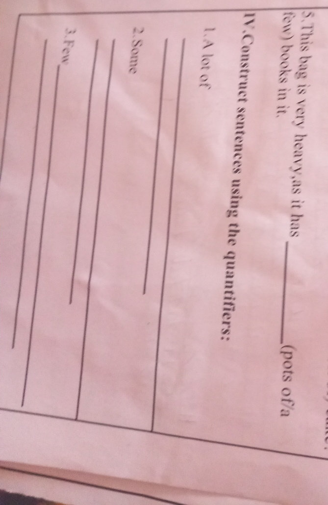 IV.Construct sentences using the | StudyX