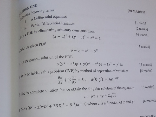 QUESTION ONE [30 MARKS] i. Define the | StudyX