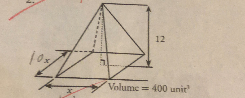 The figure shows a square pyramid with base | StudyX