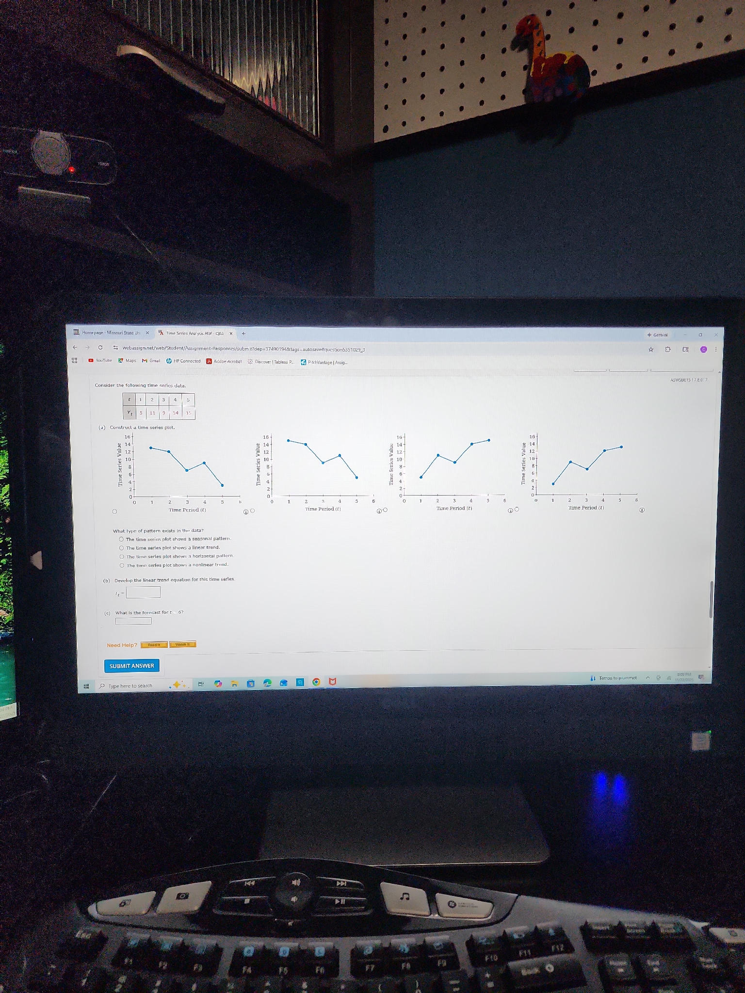 Consider the following time series data. | | StudyX