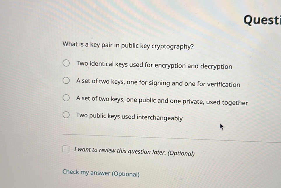 What is a key pair in public key | StudyX