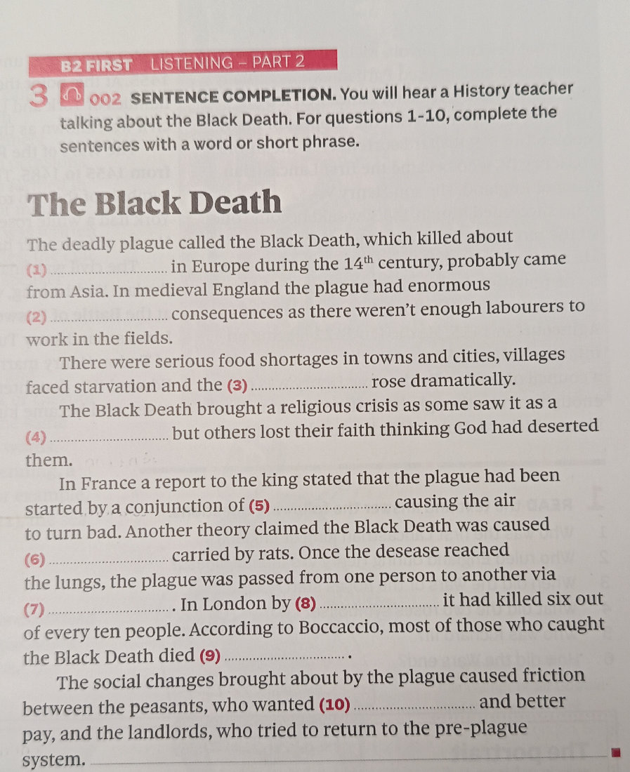 B2 FIRST LISTENING - PART 2 SENTENCE | StudyX