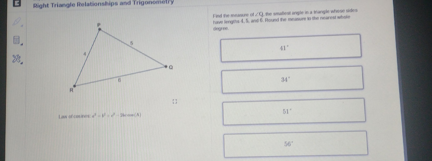 Find the measure of $ Q$, the smallest angle