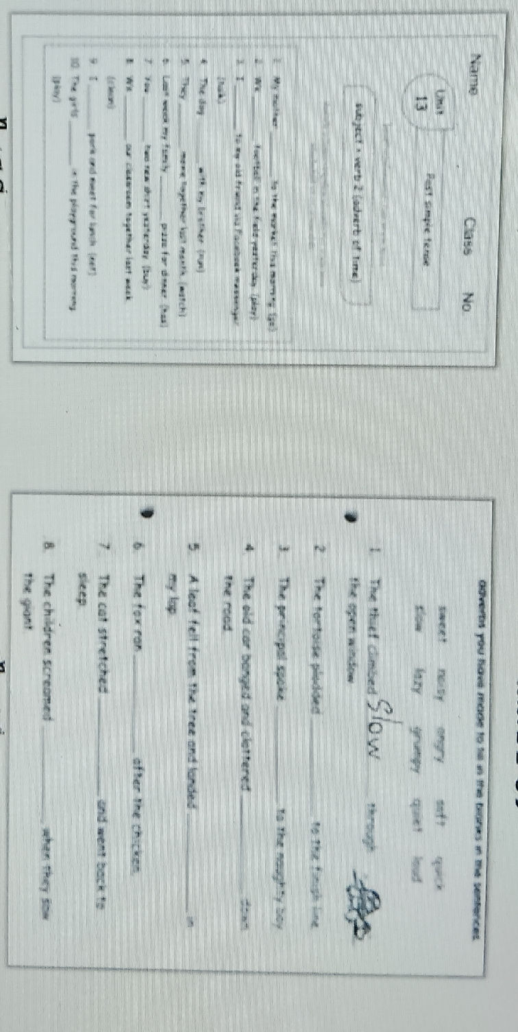 Unit 13 Past simple tense Subject + verb 2 | StudyX