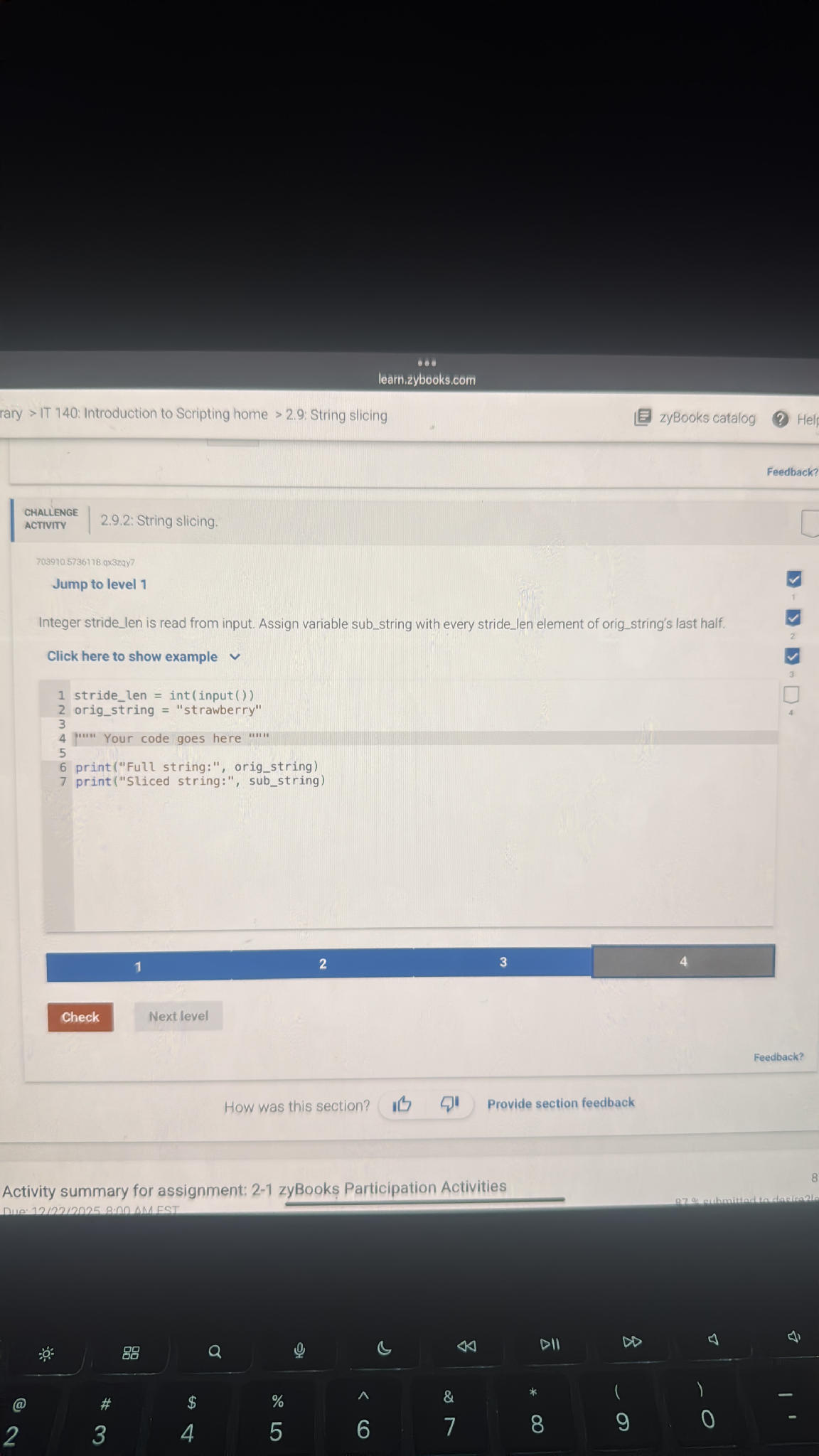 CHALLENGE ACTIVITY 2.9.2: String slicing. | StudyX