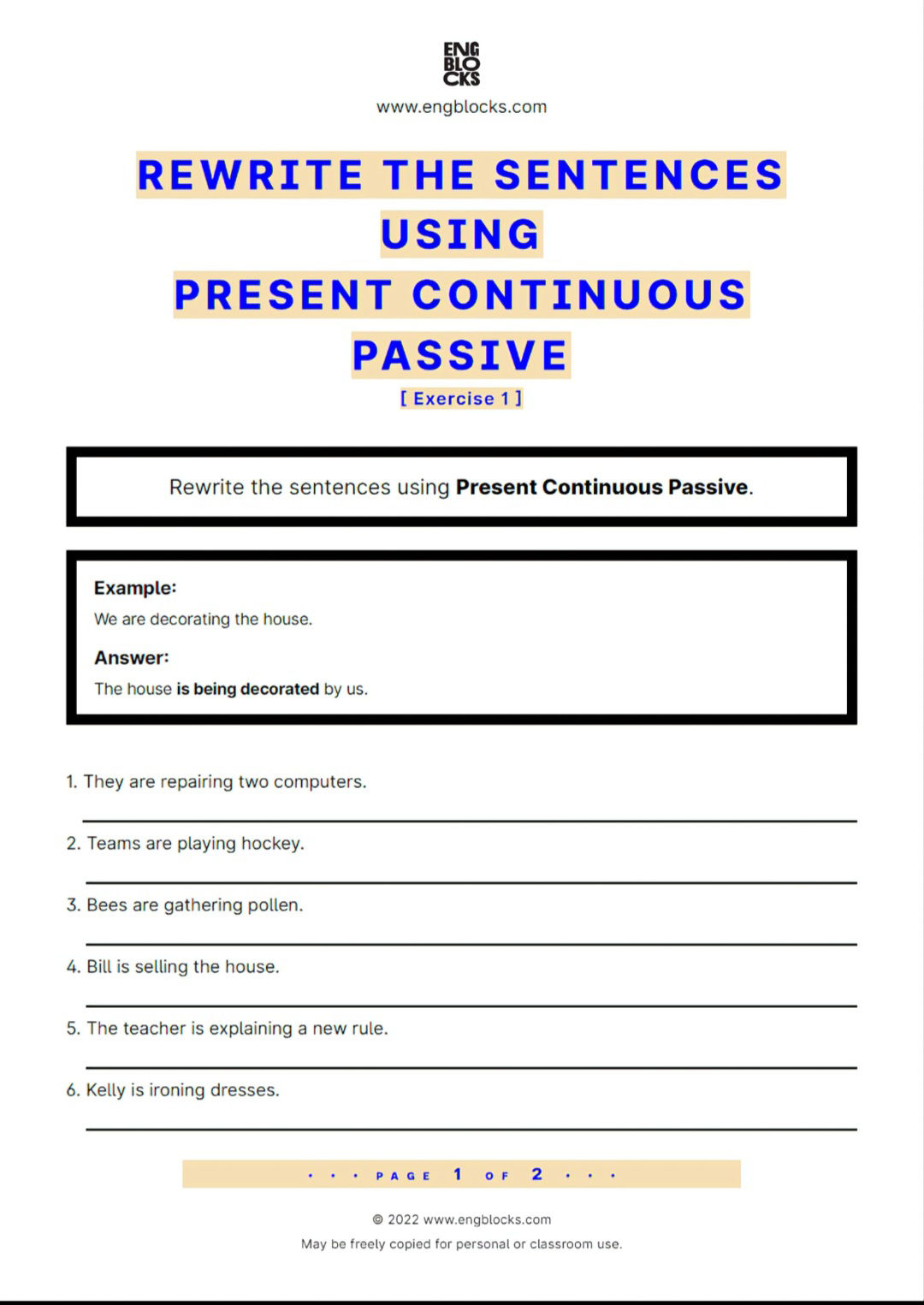 REWRITE THE SENTENCES USING PRESENT | StudyX